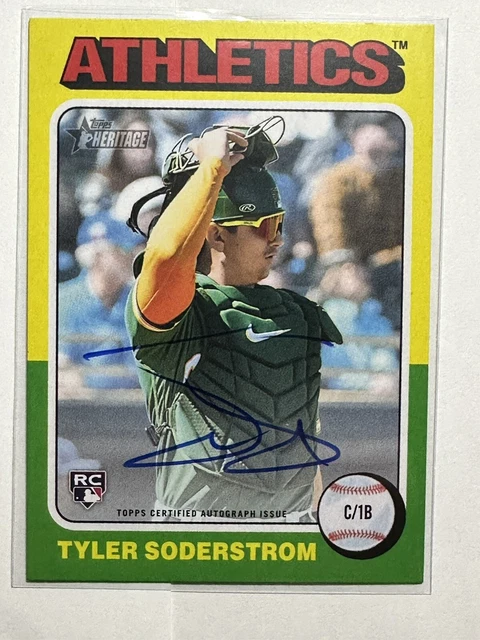2024 TOPPS HERITAGE TYLER SODERSTROM ROOKIE ON CARD AUTO - Oakland A's ...
