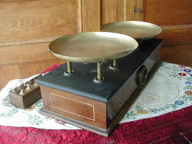 RARE BALANCE BERANGER 1900 et Boîte de Poids Ancien Ustensile Art Déco ...