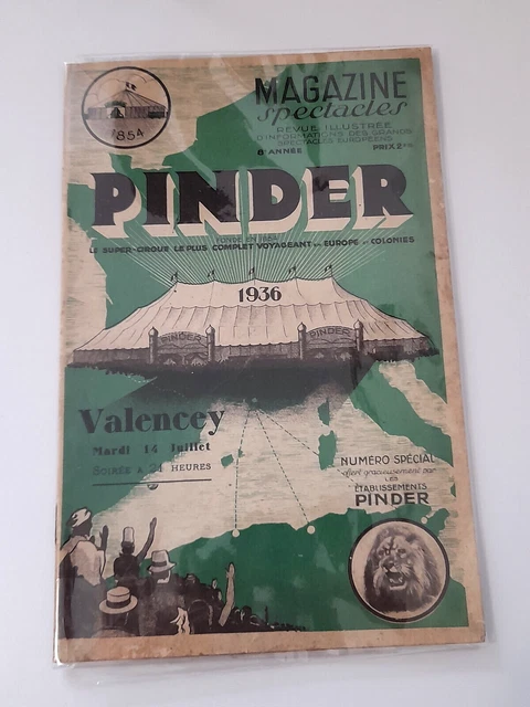 ANCIEN PROGRAMME DU cirque Pinder magazine spectacles 1936 numéro ...