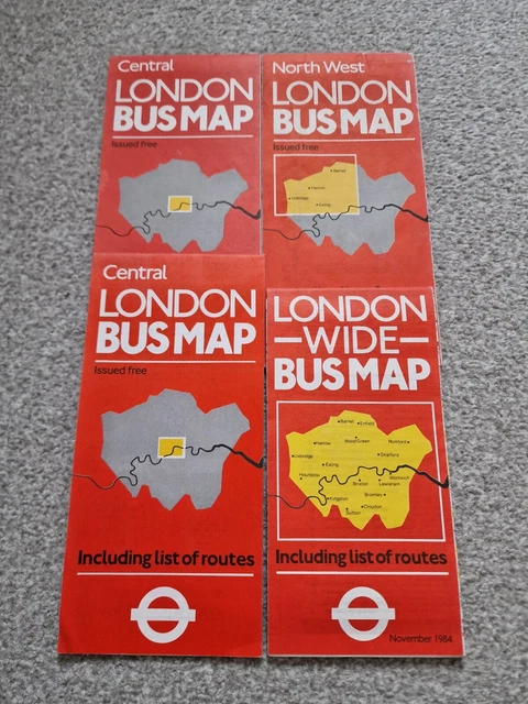 LONDON BUSES MAPS and List of Routes (x4) (1983/4) £4.00 - PicClick UK