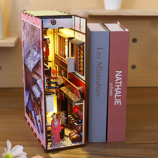 DIY BOOK NOOK Kit 3D Wooden Puzzle Bookshelf Insert Decor with Sensor ...
