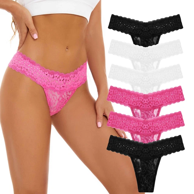 6ER PACK DAMEN Tanga Spitze G-strings Unterwäsche Spitzenslip Unterhosen Sexy EUR 10,99 ...