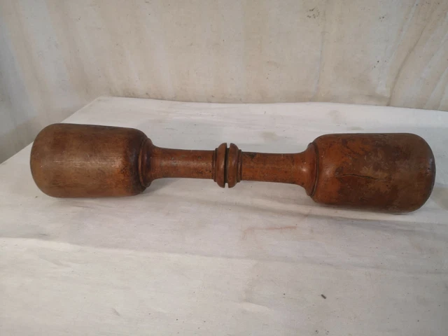 ANCIEN ET GRAND PILON DOUBLE en BOIS TOURNE 1,1 kg insolite curiosite ...