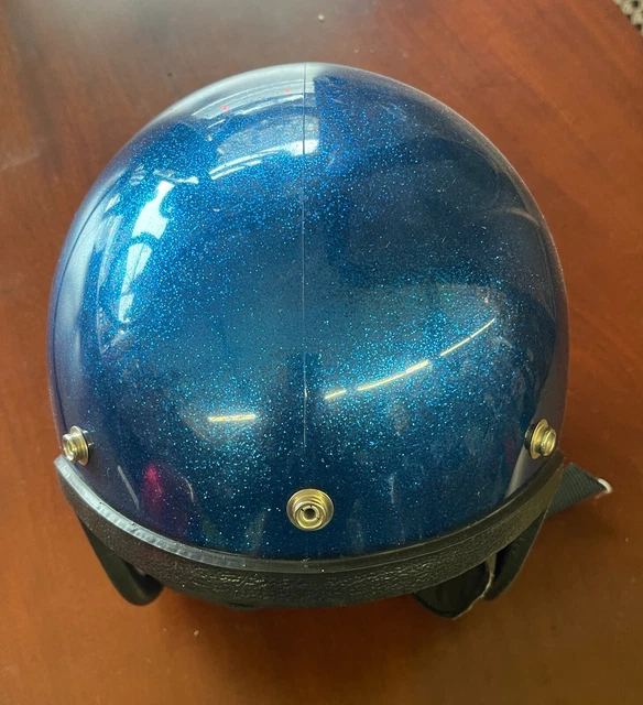 VINTAGE ALL SPORT Open Face Motorcycle Helmet 1970s Era Blue Metal ...