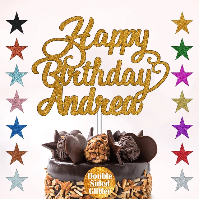 Personalised Glitter Happy Birthday Cake Topper Custom Party Decoration