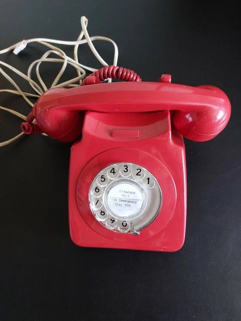 VINTAGE RED GPO Rotary Dial Telephone 746F (EET 78/2) £19.99 - PicClick UK