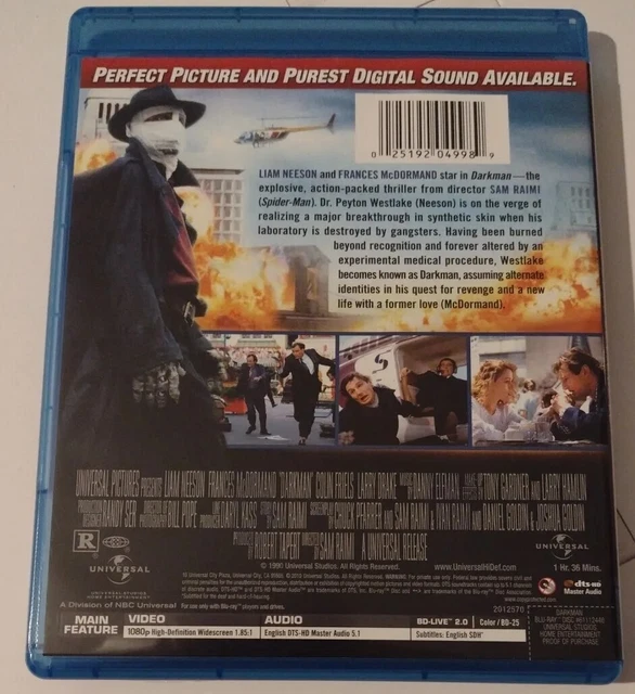 DARKMAN BLU-RAY SAM Raimi Liam Neeson Frances McDormand Larry Drake EUR ...