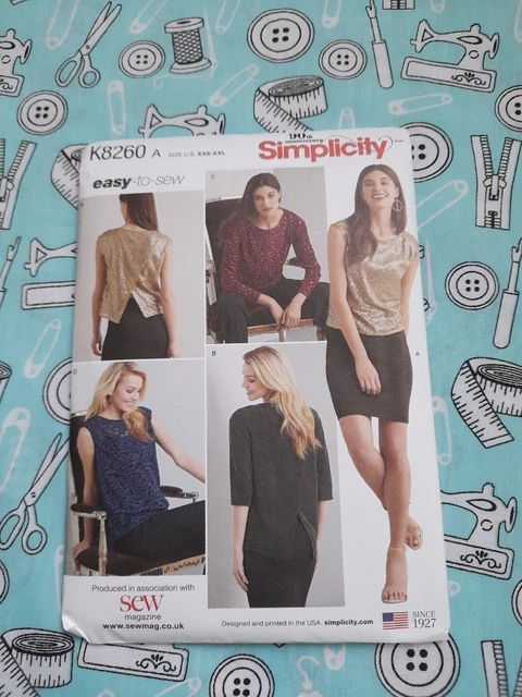 SIMPLICITY SEWING PATTERN K8260 split cross over back top blouse UNCUT ...