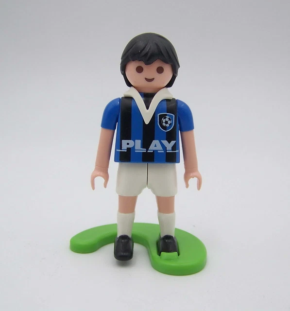 PLAYMOBIL (V5261) SPORT - Football Maillot Bleu Rayé Noir V2 + Support ...