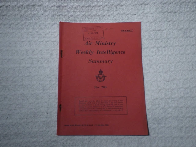 WW2 SECRET RAF Air Ministry Weekly Intelligence Summary Journal 3 July ...