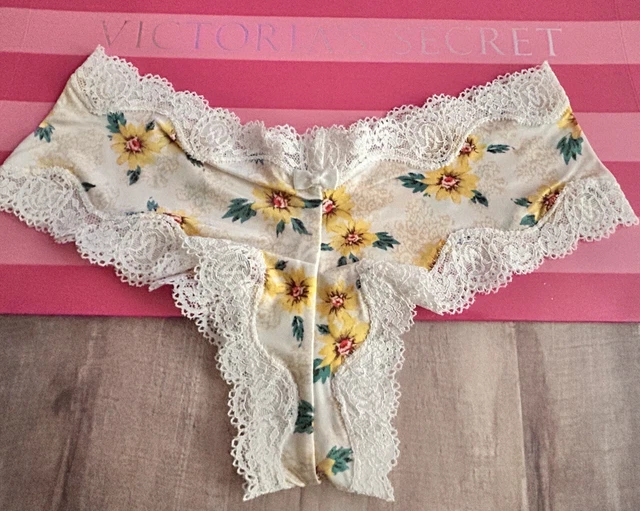 Nwt Victorias Secret Sexy Silky Satin Cheeky Panty W Lace Trim Xs Vtg