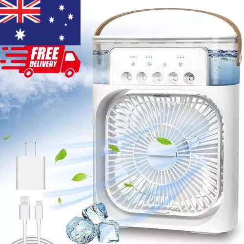 PORTABLE FAN AIR Conditioner Desk Ice Mini mist Air Cooler Quiet USB ...