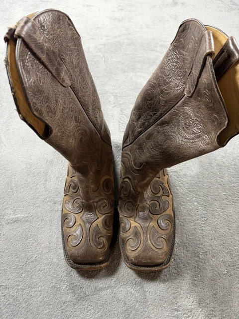 MENS JB DILLON Cowboy Square Toe Brown Boots Size 9.5D £35.44 - PicClick UK