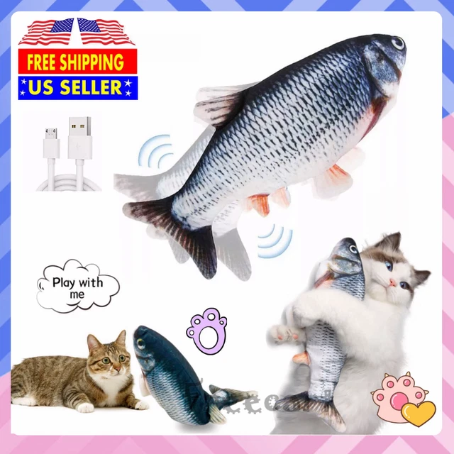 FLOPPY MOVING FISH Cat Toy Realistic Interactive Dancing Wiggle Catnip ...
