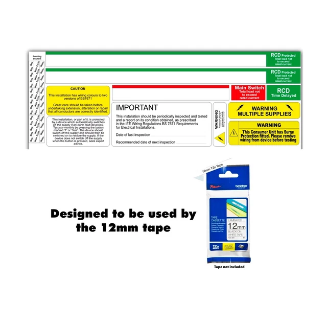 18TH CONSUMER UNIT LABELS, 2022 , HAGER, BG, WYLEX, MK, METER TAIL 12mm ...