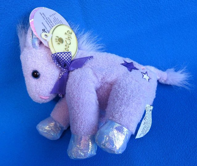 LILAC PRETTY PONY little plush HORSE soft toy beanie PINK PURPLE STARS ...