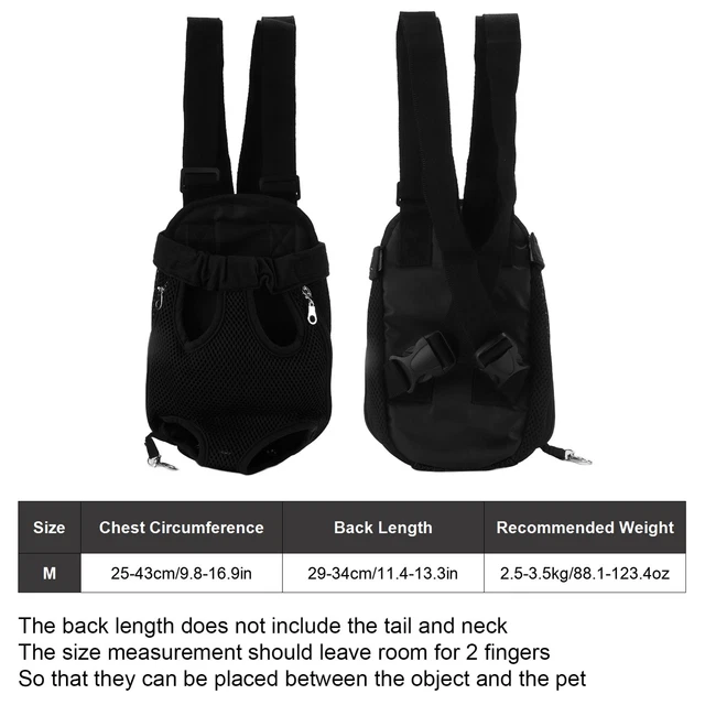 BLACK M PET Chest Backpack Portable Pet Front Cat Dog Carrier Backpack ...