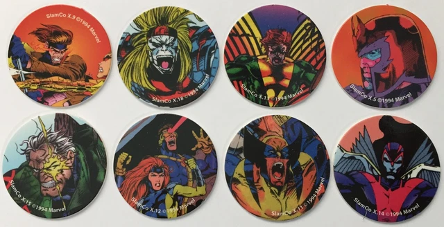 VINTAGE POGS * Lot Of 8 * Pogs * Marvel Comics X-MEN * Slamco 1994 $2. ...