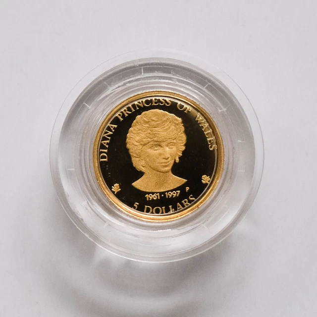 PRINCESS DIANA 24CT Gold Proof Coin 1997 Cook Islands COA Mint 1/25oz ...