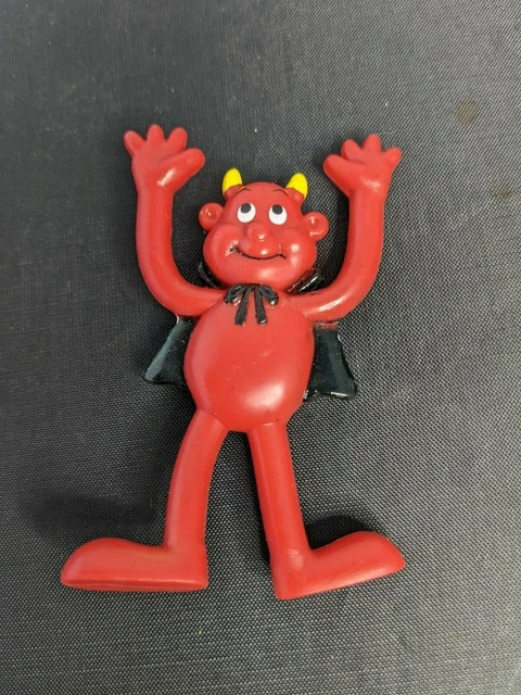 RUSS BERRIE FIGURE BENDY PVC Halloween Vintage DEVIL in Black Cape Toy ...