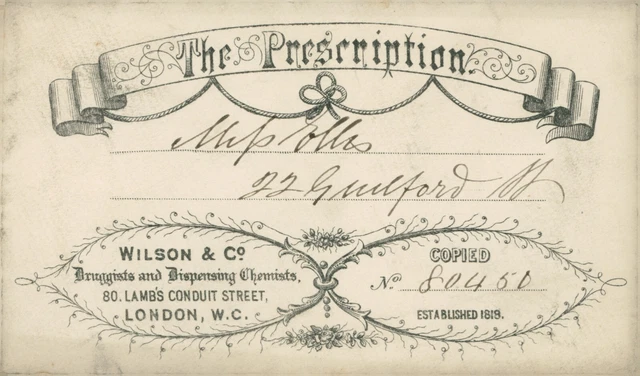 ANTIQUE PRESCRIPTION ENVELOPE Wilson & Co lambs Conduit St London £17. ...