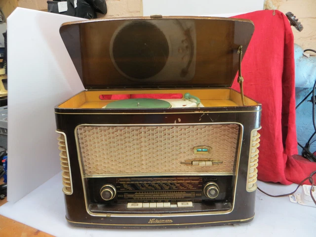 NECKERMANN BRILLANT 808 PH Röhrenradio mit Philips Plattenspieler Restaurierungs EUR 89,88 ...