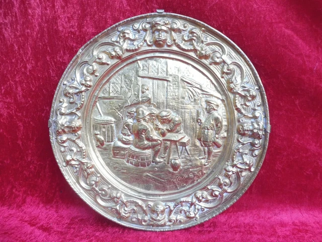 BELLA VECCHIO GRANDE Piatto Decorativo,IN Ottone,Decorato Rilievo 44cm ...