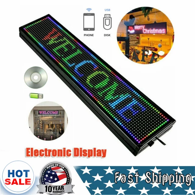40&X8& LED SIGN Scrolling Message Display Board RGB 7-Color ...