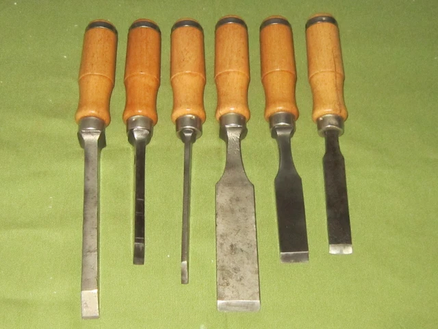 OUTIL ANCIEN, LOT de 3 bédanes et 3 ciseaux à bois GROS MODELE et ...