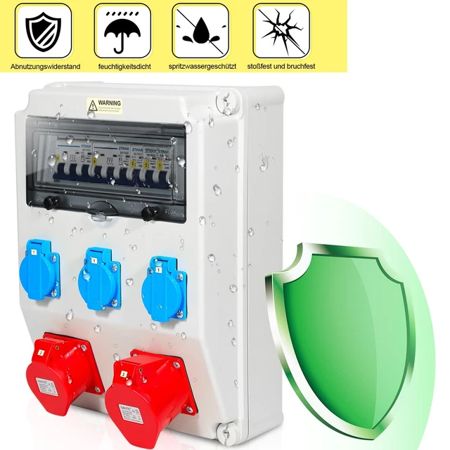 BAUSTROMVERTEILER WANDVERTEILER KOMPLETT Verdrahtet 32A 16A 230V Mit Cee ~ EUR 31,83 - PicClick DE