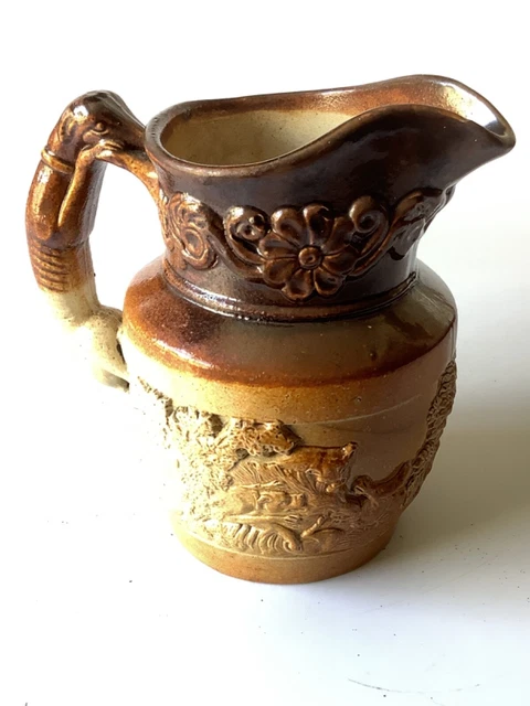 BRAMPTON POTTERY STONEWARE JUG HUNTING SCENE DECORATION SALT GLAZED ...