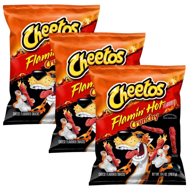 CHEETOS CRUNCHY FLAMIN' Hot Cheese Flavored Snack Chips 9 oz, (3 pack ...