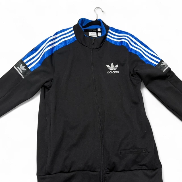 ADIDAS ORIGINALS SHINY nylon black blue Chile 20 tracksuit jacket glanz ...