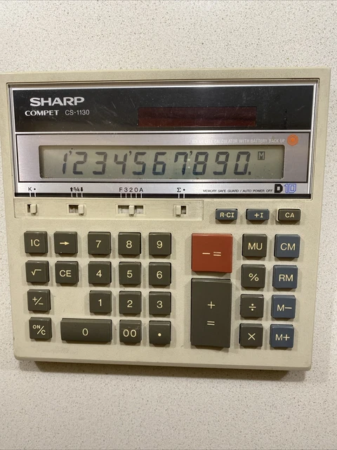 RARE VINTAGE SHARP Compet CS 1130 Calculator Solar cell 10 digit black ...