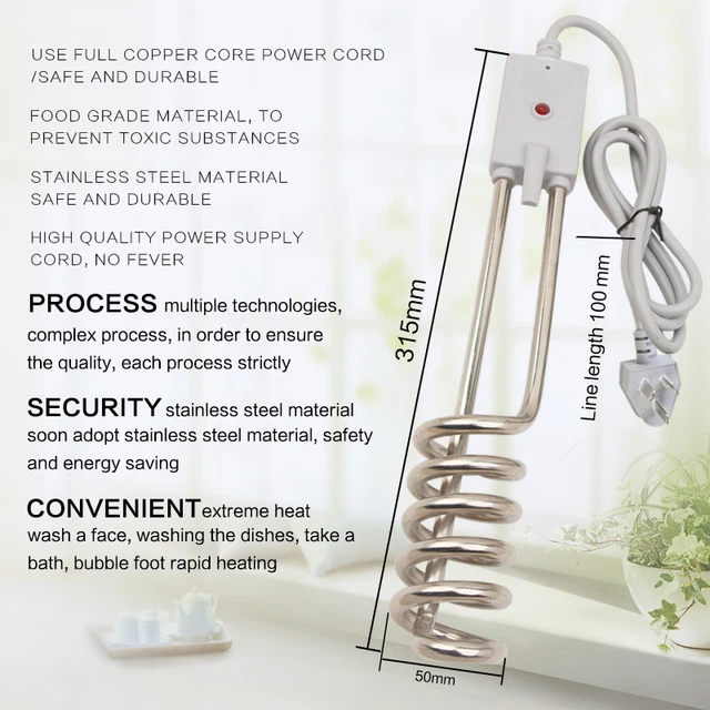 TRAVEL PORTABLE ELECTRIC Hot Water Heater immersion Element 1500W 315mm ...