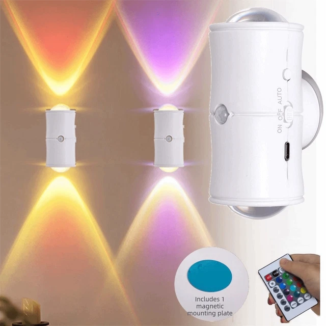 7 COLOR WALL Lamp Human Body Detection Room Decor Light Night Light ...