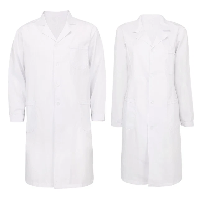 WOMENS/MENS LONG SLEEVE Scrubs Lab Coat Medical Nurse Doctor Uniform ...