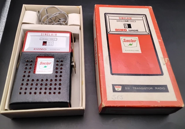 VINTAGE SINCLAIR DINO Six Transistor Radio with Case & Original Box ...