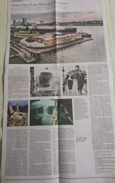EDMUND FITZGERALD 50 Years 1975 2025 New York Times Gordon Lightfoot ...
