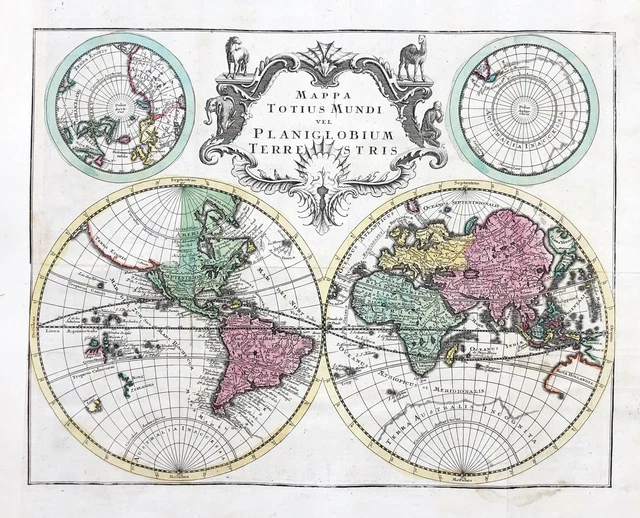 WORLD MAP MAPPEMONDE California Island Kilian Engraving 1760 £497.04 ...