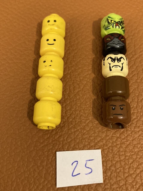 LEGO VINTAGE MINIFIG 10 têtes usées et abimées 3626bpb0424, 3626bpb0219 ...