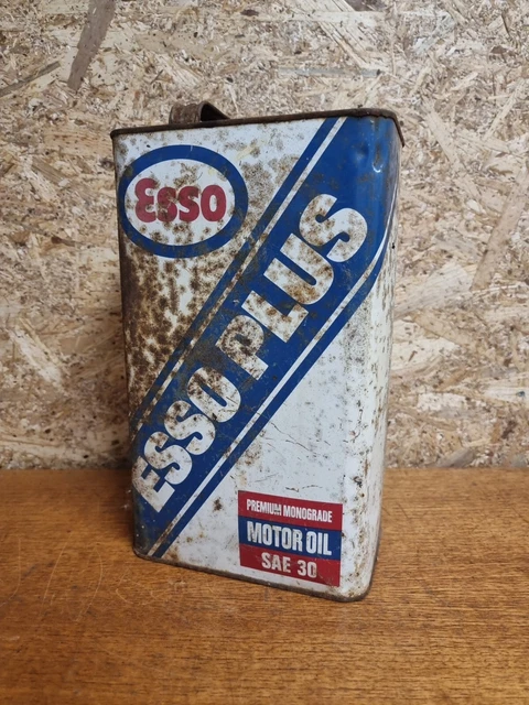 VINTAGE ESSO PLUS Premium Monograde Motor Oil Can Tin Sae30 £23.95 ...
