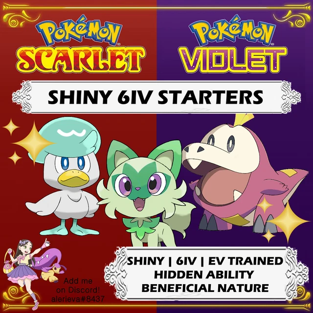 POKEMON SCARLET VIOLET 6IV Shiny Starter 3 Pack Sprigatito Quaxly ...