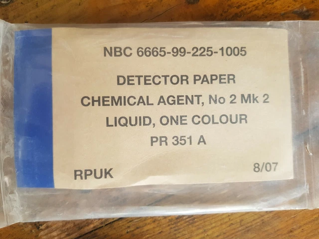 BRITISH ARMY CHEMICAL Agent Detector Paper No2 Mk2 / CBRN / NBC ...