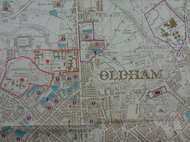 WW2 &RESTRICTED& GERMAN TARGET MAP of "OLDHAM" (ROYTON, CHADDERTON ...