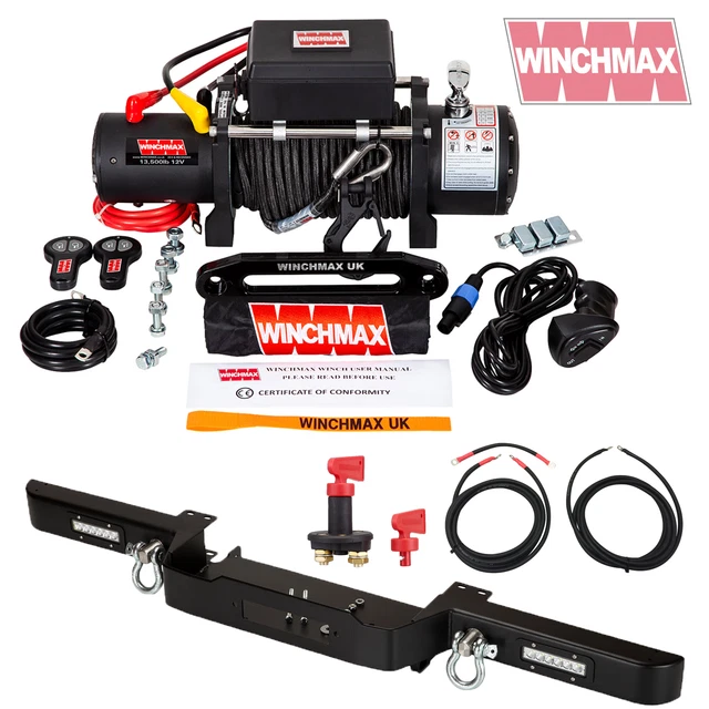LAND ROVER DEFENDER Winch + Winch Bumper + Wiring Kit + Isolator Combo ...