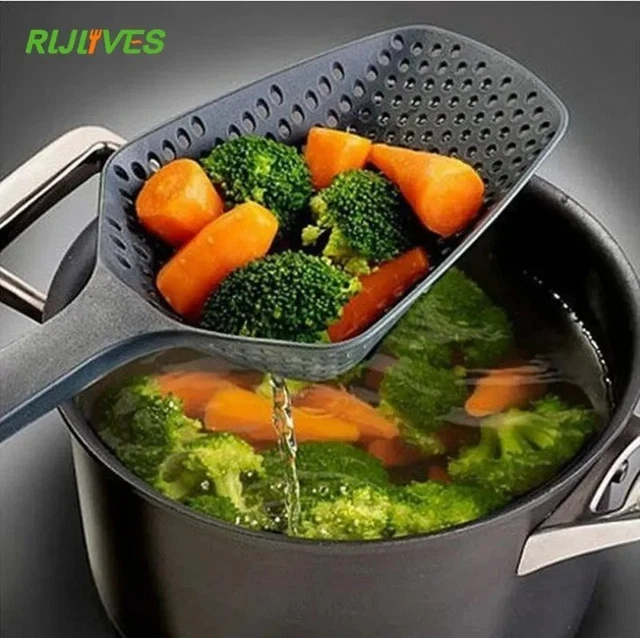LARGE NYLON STRAINER Spoon Funnel Sieve Kitchen Skimmer Scoop Colander ...