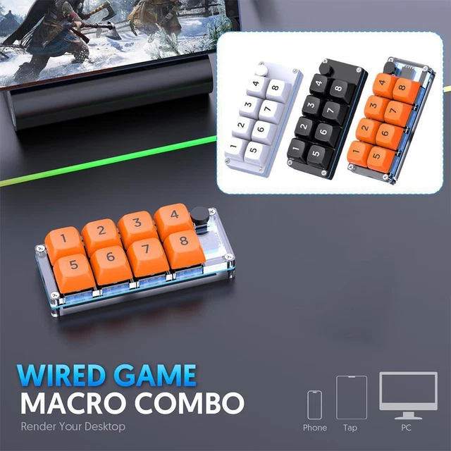 MACRO GAMING KEYBOARD Knob Programming One-handed Mechanical Keypad ...