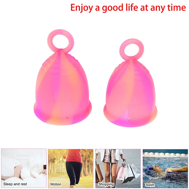 MENSTRUAL CUP WITH Ring Medical Grade Soft Silicone Feminine Hygiene ...
