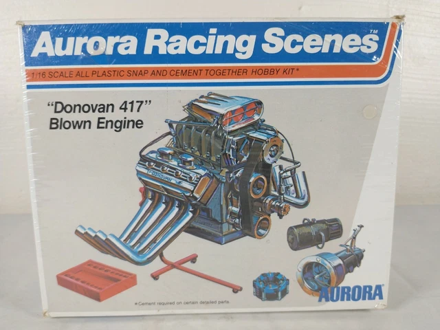 1973 AURORA RACING Scenes Donovan 417 Blown Engine 1:16 Model Kit # 843 ...